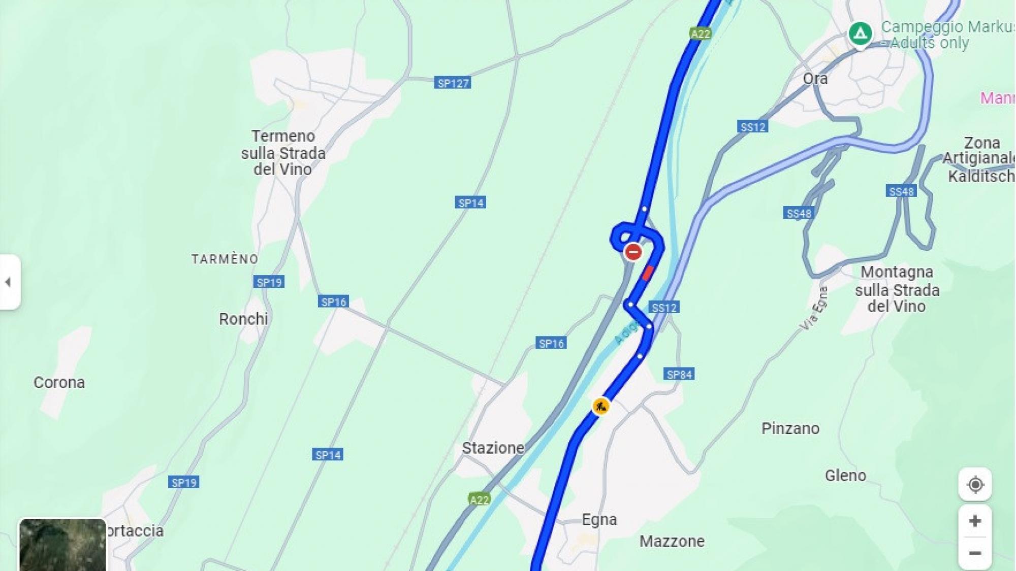 „Phantomsperre“ der A22 bei Neumarkt auf Google Maps - Chronik | stol.it