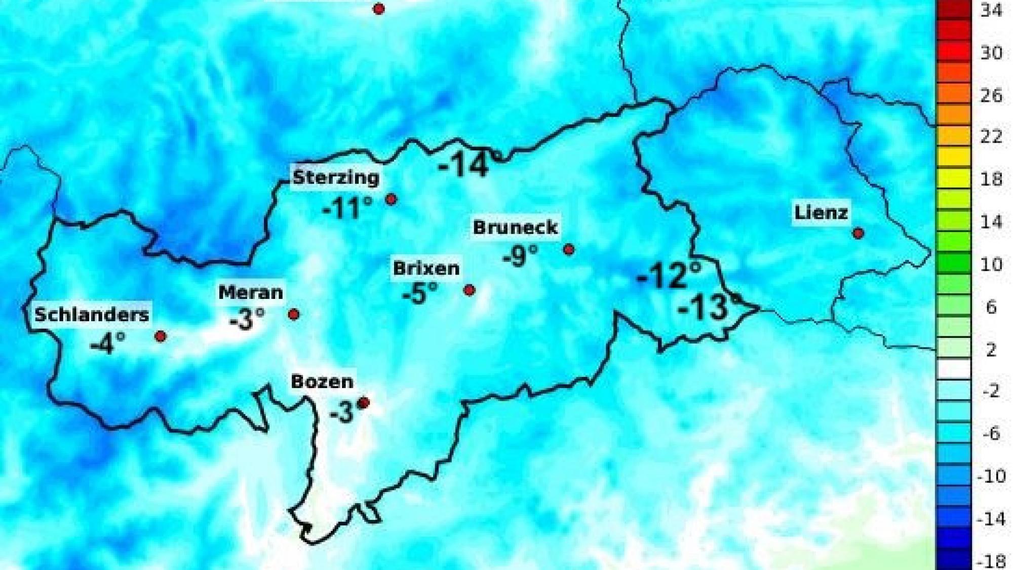 Minus 14 Grad: Bisher kälteste Nacht in einigen Tälern - Chronik | stol.it